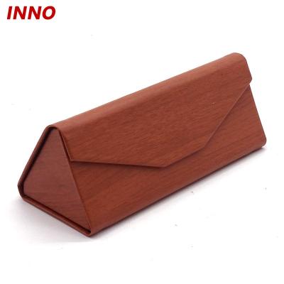 China Inno-Z002 Manufacturer Direct Supply Folding Box for Glasses, Wood Pattern Foldable Case for Optical Glasses and Sunglasses, Custom Logo, Eco-Friendly for sale