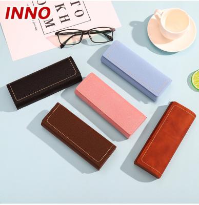 China Inno-T166 Manufacturer Wholesale PU / PVC Leather Student Metal Crush-Resistant Glasses Box with Stitches, Free Custom Logo for sale