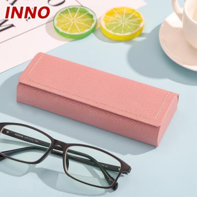 China Inno-T166 Factory Direct Supplying PU / PVC Leather Student Iron Crush-Resistant Glasses Box with Stitches, Free Custom Logo for sale