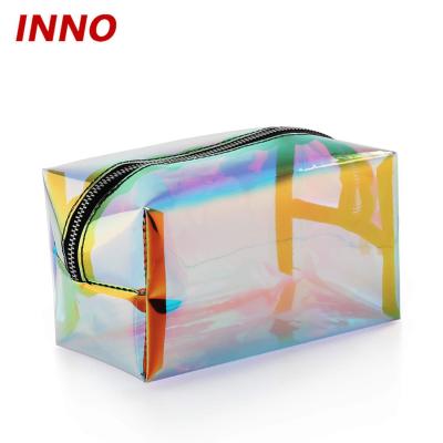 China Inno-R025 Eco-Friendly Bright Laser Transparent PVC Cosmetic Bag Toiletry Bag, Custom Logo for sale