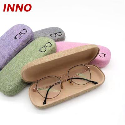 China T153 Manufacturer Direct Selling Inno Eco-Friendly Luxury PU Linen Pattern Metal Case for Eyeglasses, Custom Logo for sale