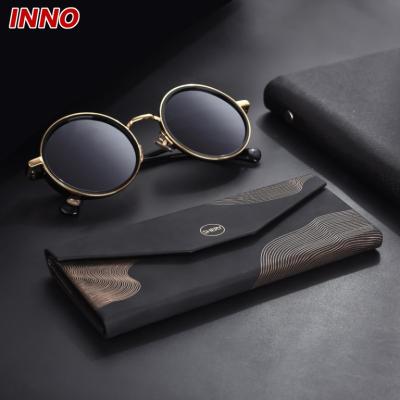 China Inno-Z003 Manufacturer Wholesale Foldable Box for Glasses, Elegant Folding Case with Annual Ring Pattern for Spectacle and Sunglasses, Custom Logo, Eco-Friendly for sale