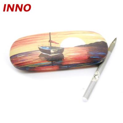 China Inno-T163 Manufacturer Wholesale Oil Painting Style PU Leather Hard Case for Eyeglasses; Free Custom Logo for sale