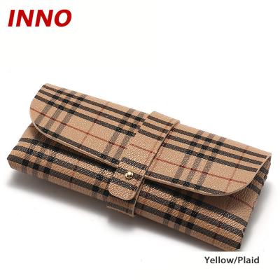 China Inno-R017 2022 New Design Ready Stock Black and White PVC Leather Lattice Pattern Case for Eyeglasses, Custom Logo, Eco-Friendly for sale