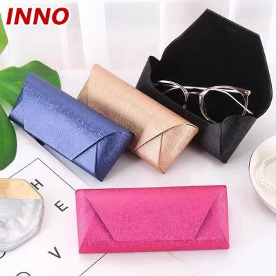 China Inno T168 Manufacturer Direct Selling Solid Colour PU Leather Iron Glasses Box; Free Custom Logo Eco-Friendly for sale