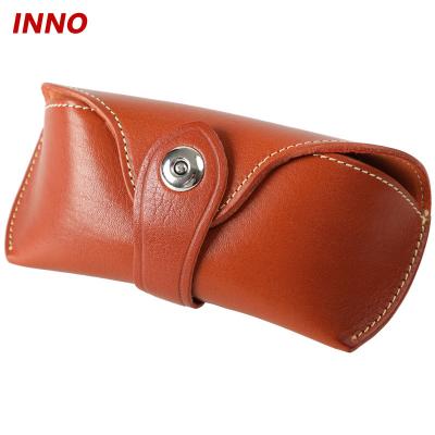China Inno-R002 Manufacturer Wholesale Japanese Style Soft Genuine Leather Box for Optical Glasses and Sunglasses, Custom Logo Eco-Friendly for sale