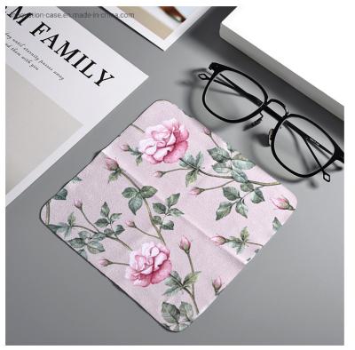 China Wholesale Double Sided and Printed Floral, Suede Terry Microfiber Cleaning Cloth for Eyeglasses Lenses, Phones for sale