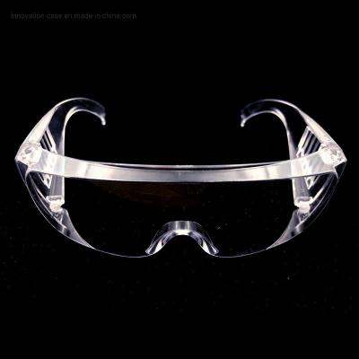 China Promotional Stylish Safety Glasses with Blue Temples, Anti-Impact, Dust-Proof and Anti-Fog Clear Lens for sale