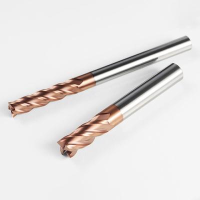 China 4-Flute Tungsten Carbide End Mill with 55-Degree Flat Cutting Edge and 35-Degree Helix Angle for CNC Applications for sale
