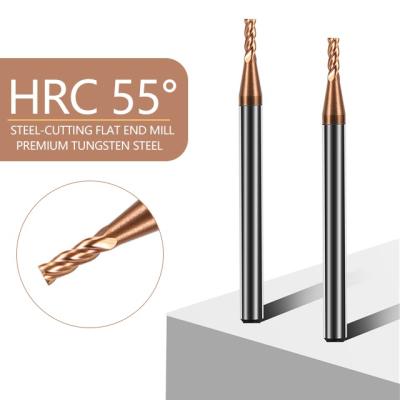 China 4-Flute Tungsten Carbide End Mill with 55-Degree Flat Cutting Edge and 35-Degree Helix Angle for CNC Applications for sale