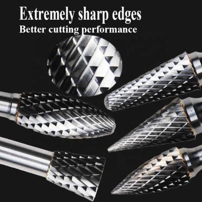China 6mm Type E Se Shape Tungsten Carbide Burr Long 1/4 Inch Shank Edge Rotary File for sale