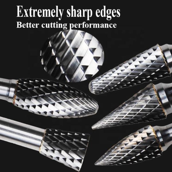 Single Double Cut Tungsten Carbide Rotary Bits 3mm Wood Sphere Concave Cutter