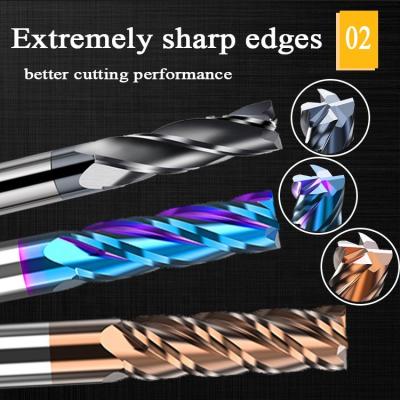 China 3 Flute Cnc Milling Cutter Tungsten Carbide End Mill For Wood 6mm for sale