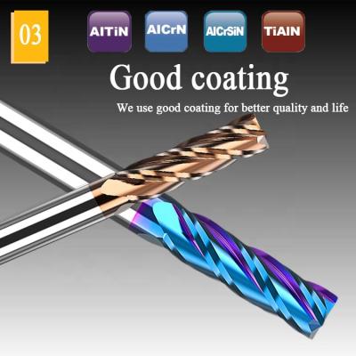 China 3 Flute Cnc Milling Cutter Tungsten Carbide End Mill For Wood 6mm for sale