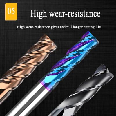 China 3 Flute Cnc Milling Cutter Tungsten Carbide End Mill For Wood 6mm for sale