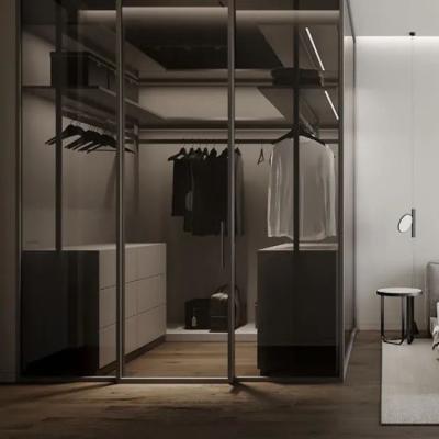 Cina Gabinetto di alluminio di vetro della struttura del pannello truciolare dei guardaroba della porta della camera da letto in vendita