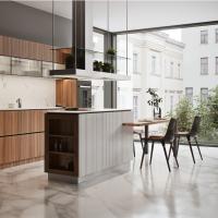 China Waterproof Solid Wood Floor Cabinet Modular Kitchen Cabinets for sale