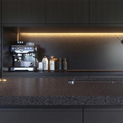 China Estilo contemporâneo construído em uns armários de cozinha pretos do PVC dos armários de cozinha à venda
