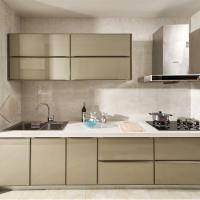 China Home Laminate Handleless Kitchen Cabinets Full Set Small Kitchen Modular Cabinets for sale