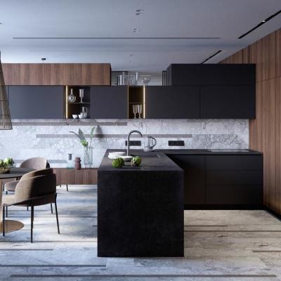 Cina Legno lucido di stile 6mm del PVC della sala da pranzo moderna degli armadi da cucina in vendita