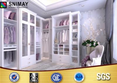 China Mobília simples luxuosa do armário do vestuário do quarto com porta e a cremalheira de vidro de Mentle à venda
