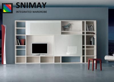 China Large White Laminate Wooden TV Cabinets Bedroom Furniture With MDF Wardrobes for sale