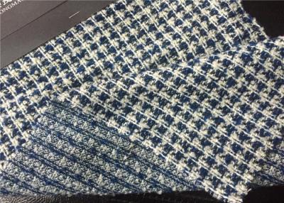 China 20 Wool Fancy Tweed Wool Fabric Blue / White Color For Garments for sale