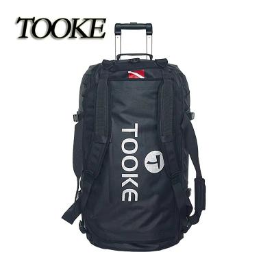 China Abrasion Resistant 95L Scuba Gear Bag Solid Roller Wheel Dive Gear Suitcase for sale