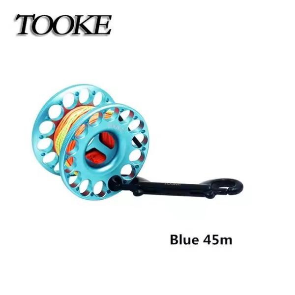 Quality 30M Aluminum Retractable Dive Reel With Black Stainless Steel Bolt Snap for sale