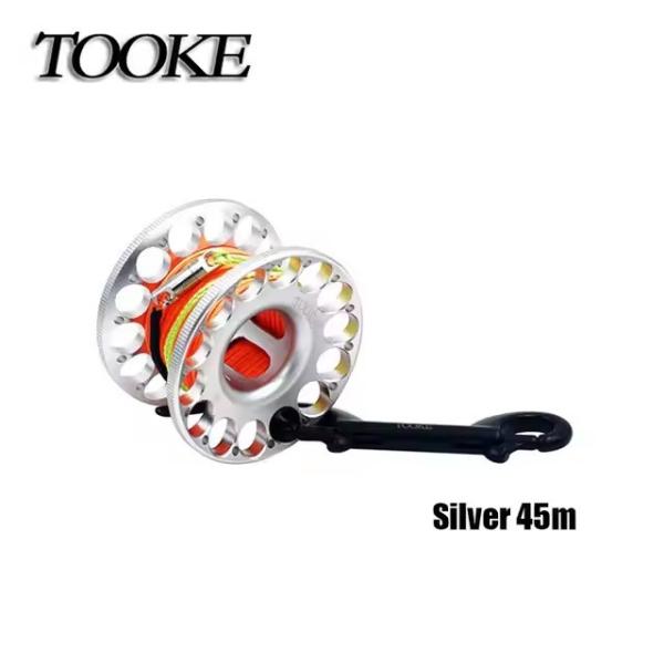 Quality 30M Aluminum Retractable Dive Reel With Black Stainless Steel Bolt Snap for sale