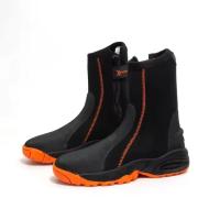 China Quick Drying Waterproof Dive Boots 5MM Rubber Orange Warm And Comfortable for sale
