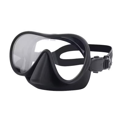 China Customized Anti Fog Frameless Silicone Freediving Mask with Tempered Glass for sale