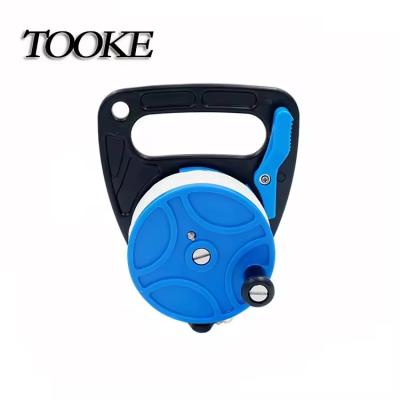 China Durable 83m Blue Plastic Scuba Diving Finger Reel with Thumb Stopper for Fast Line Collection for sale