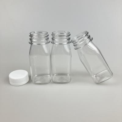 China 8oz 16oz Clear Plastic Juice Container Square With PP Cap for sale