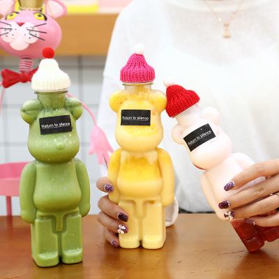 China Leak proof Plastic Milk Tea Bottles with Handles 120ml-500ml Capacity Square Round Shape for sale