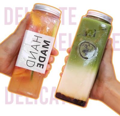 Cina Moderne bottiglie a prova di perdite quadrate e rotonde di succo di tè al latte con manico in vendita