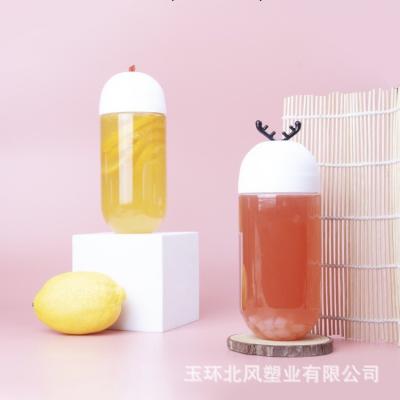 China Modern Design Clear Plastic Milk Tea Bottle With Screw On Lid for sale