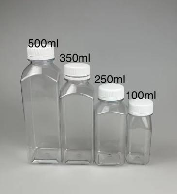 China Leak Proof Square Clear Plastic Milk Tea Bottles With Durable Handles for sale