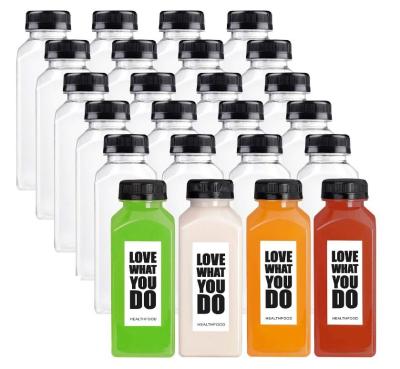 China Novo design de garrafas de plástico 250ml 350ml 500ml suco de frutas garrafas de PET com tampa garrafas de plástico descartáveis para suco em estoque à venda