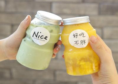 China 350ml PET Milk Tea Bottles Disposable Milk Containers With Aluminum Cap for sale