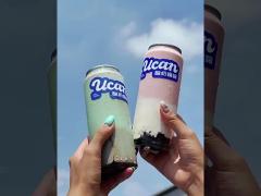 Garrafas de bebidas de plástico 330ml 500ml Garrafa de bebida de refrigerante para café Leite com tampa