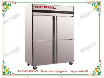 China OP-515 Fan Cooling Four Doors Stainless Steel Restaurant Fridge with Wheels for sale