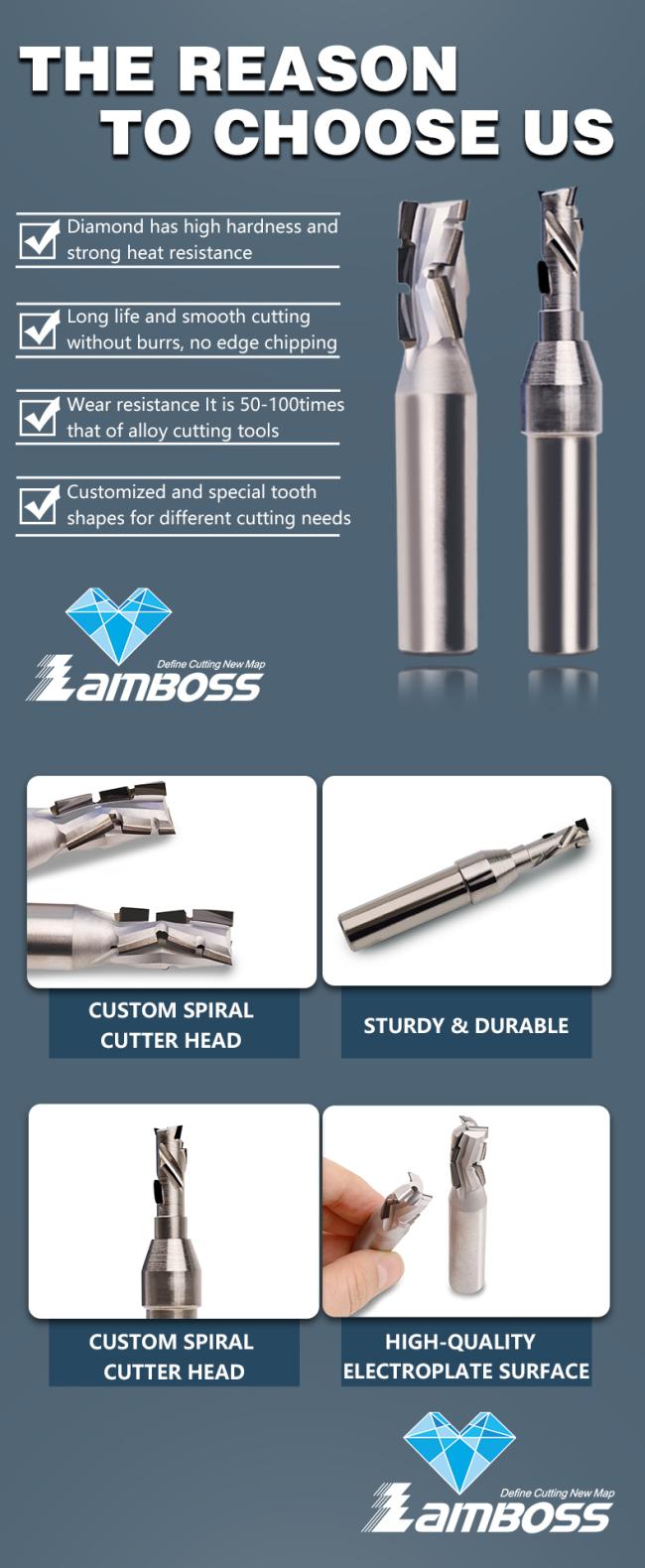 Woodworking Diamond Spiral Straight Knife CNC Engraving Knife Router Bits