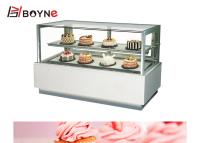 China 2 Layer Marble Base Dessert Showcase Refrigerator 900mm LED Lighting Cake Display for sale