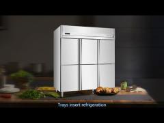 4 Door Commercial Stand Up Refrigerator , -12°C~-18°C Industrial Kitchen Refrigerator