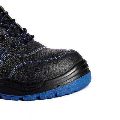 Cina Calzature in pelle di mucca in rilievo in nero Calzature in acciaio a punta di piedi Lace up chiusura Scarpe di sicurezza in vendita