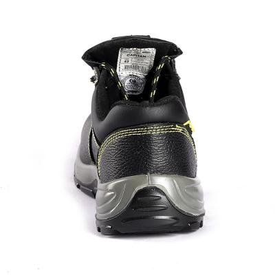 Cina Calzature in acciaio nero a gambe in pelle a maglia Lace up / Slip resistent PU sole Scarpe da sicurezza da uomo in vendita