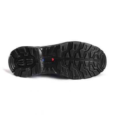 Cina Calzature in acciaio nero a gambe in pelle a maglia Lace up / Slip resistent PU sole Scarpe da sicurezza da uomo in vendita