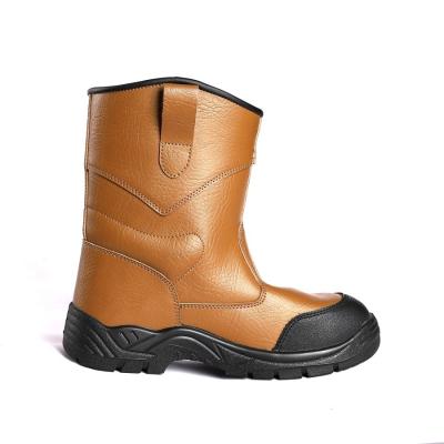 Cina Giallo Color Lace up Anti Slip Cut Steel Toe Split Cow Leather PU Sole Scarpe di sicurezza in vendita