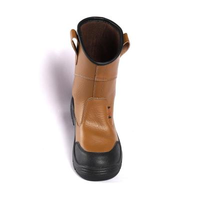 Cina Giallo Color Lace up Anti Slip Cut Steel Toe Split Cow Leather PU Sole Scarpe di sicurezza in vendita